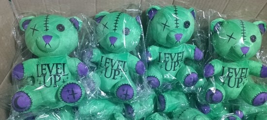 Level Up Bear Green Button Plush Toy Manufacturer Promotional Soft Plushies